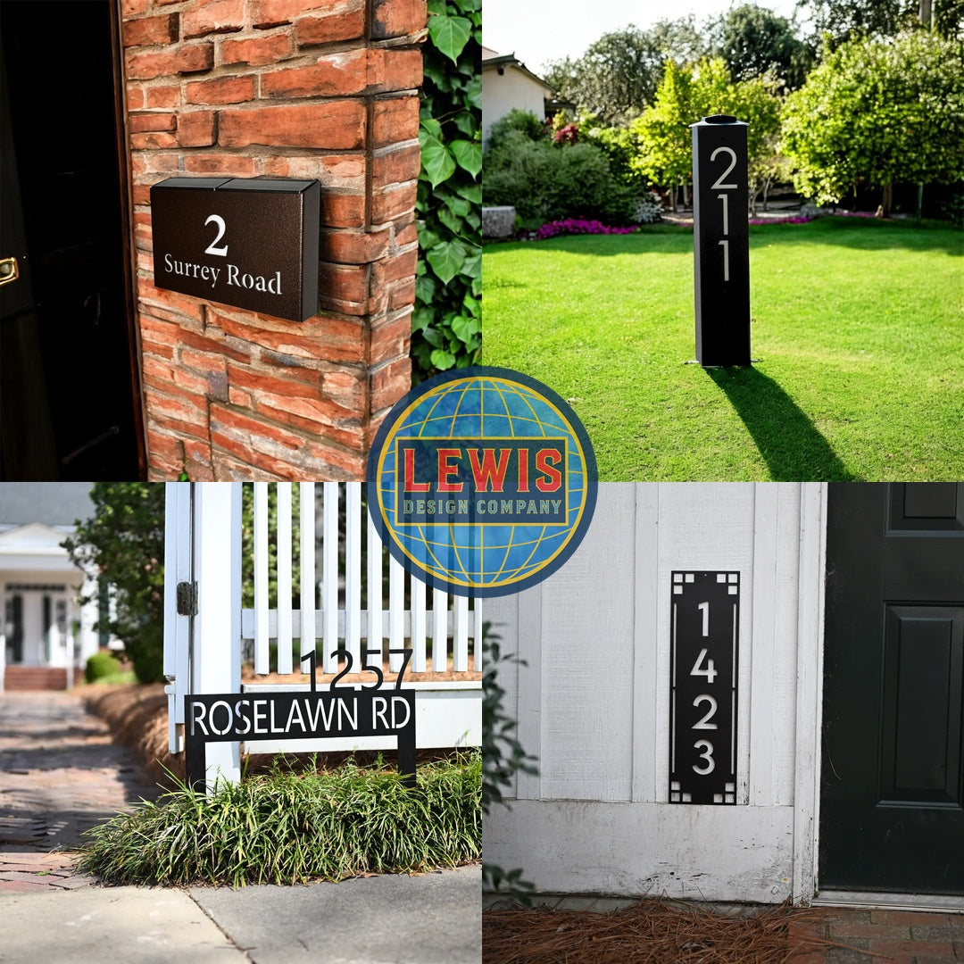 Custom Metal Address Signs – Personalized House Numbers | Lewis Design ...