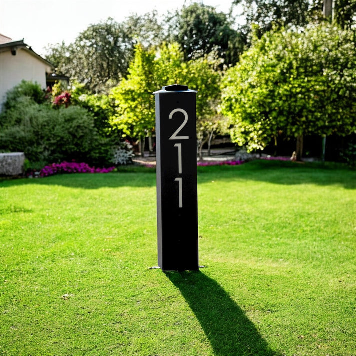 Modern Metal Address Post | 14-Gauge Powder-Coated Steel – Lewis Design ...