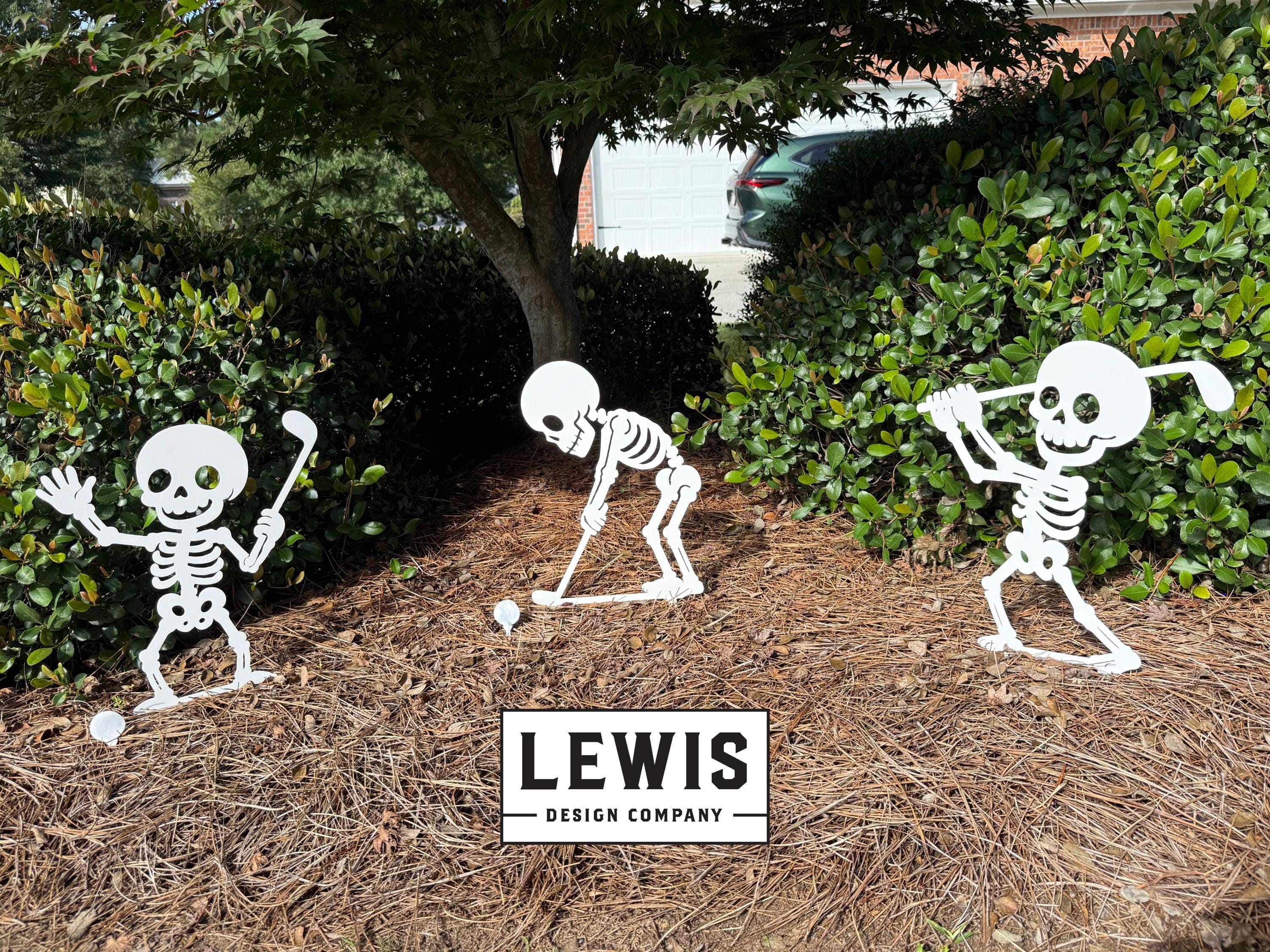 Metal Skeleton Golfer Yard Stakes – Halloween Skeleton Golfer Decorati ...