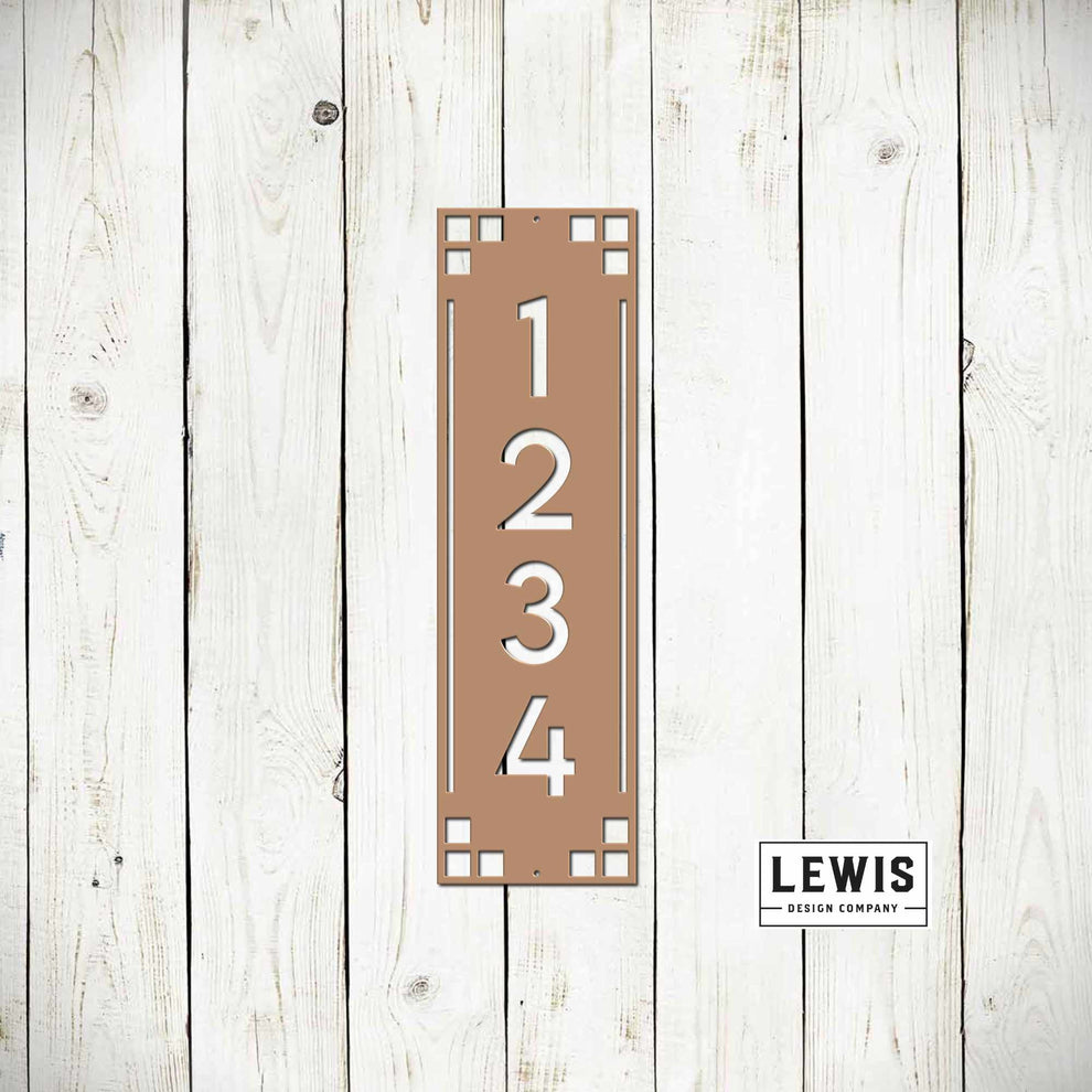 Vertical Address Plaque Art Deco Style, Custom Metal Powder Coated Add ...