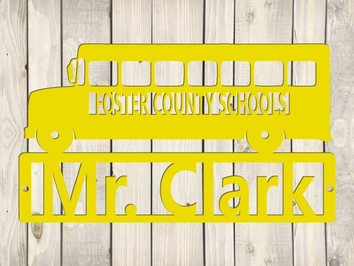 School Bus Custom Name Metal Sign, Classroom Custom Sign, Personalized ...